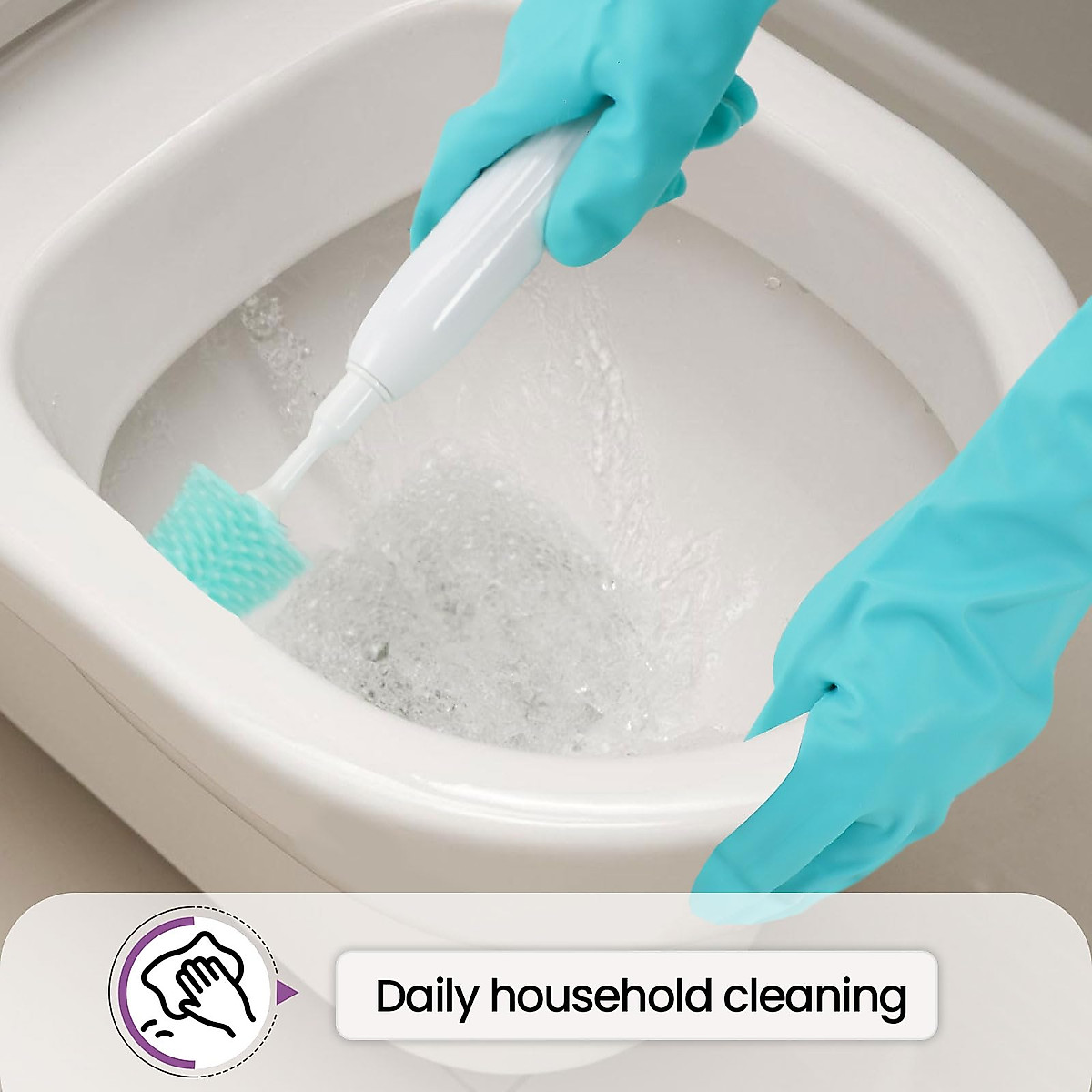 Elgood Reusable Dishwashing Cleaning Gloves with Latex free, Cotton lining ,Kitchen Gloves 2 Pairs,Purple+blue, Medium