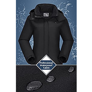 CAMEL CROWN Ski Jackets for Women Winter Snow Coats Warm Mountain Waterproof Female Jacket Hooded Windbreaker Black S