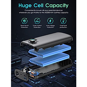 Portable-Charger-Power-Bank - 40000mAh Power Bank PD 30W and QC 4.0 Quick Charging Built-in LED Display 2 USB 1Type-C Output Compatible with Most Electronic Devices on The Market