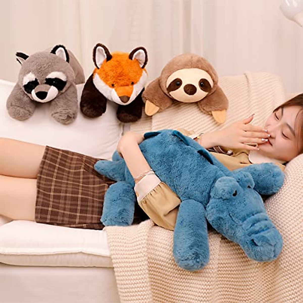 ARELUX Soft Raccoon Stuffed Animals:17.7in Raccoon Plush Cute Body Pillow Hug Sleeping Plushy Fluffy Wild Animal Toys Chair Decor Plushie Doll Gifts for Kids Girls Boys Toddler