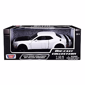 2018 Dodge Challenger SRT Hellcat Widebody White with Black Hood 1/24 Diecast Model Car by Motormax 79350w
