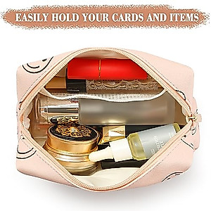 WALONER Makeup Bag For Women Preppy Makeup Bag Pu Leather Waterproof Cosmetic Bag Makeup Bag Organizer Cute Portable Makeup Bag As A Gift For Women Or,Pink