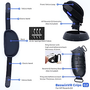 BeswinVR G2- Controller Grips and Knuckle Strap for Oculus Quest, Rift S (Black, 1 Pair)
