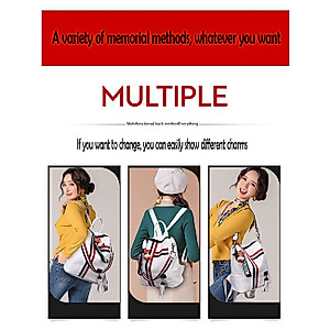 Taremoci women's backpack handbag large capacity leather bag cute women's mini backpack, black, white (White)