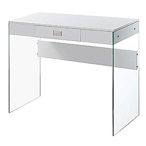 Convenience Concepts SoHo 1 Drawer Glass 36 inch Desk, White
