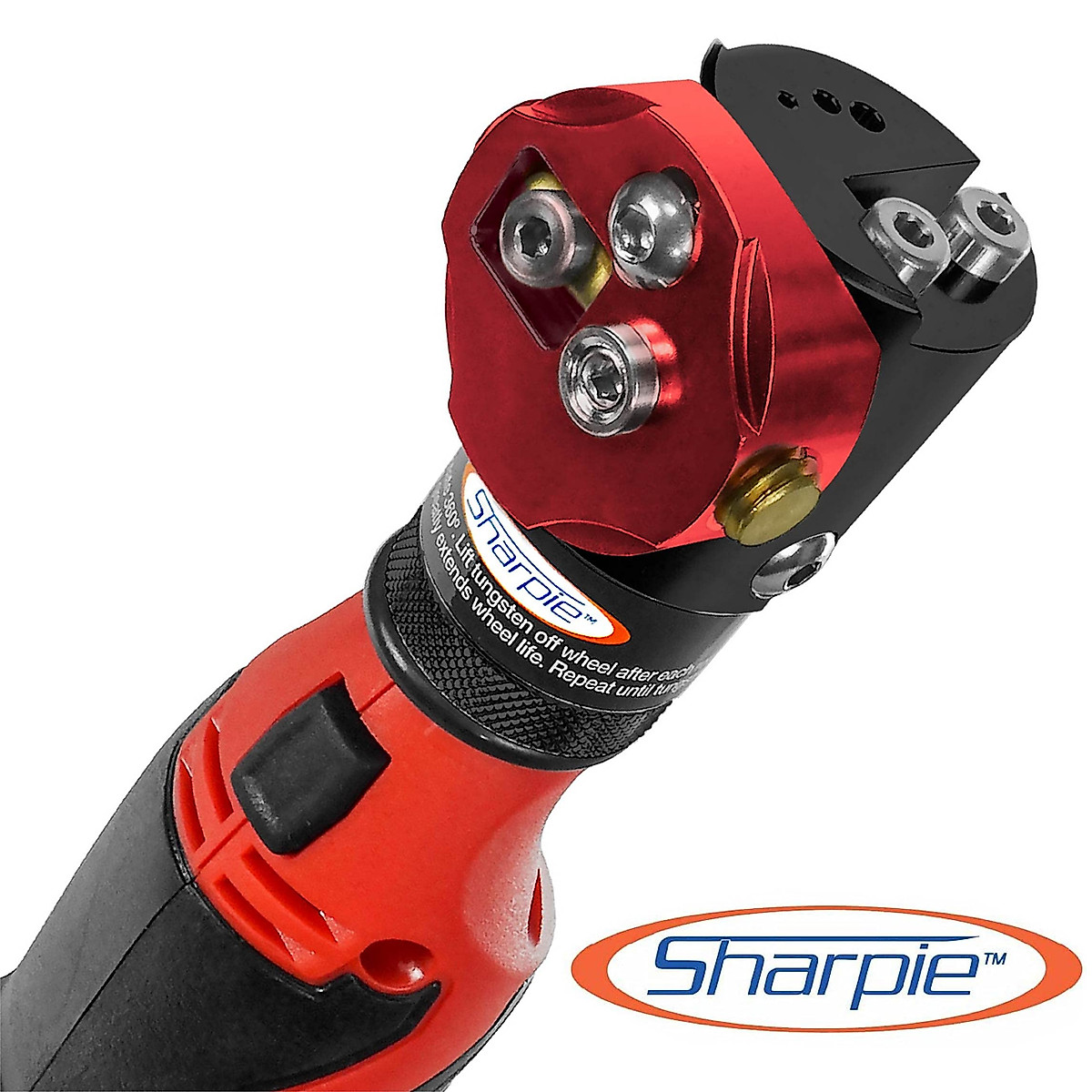 Sharpie DXCL Hand-Held Cordless Tungsten Sharpener Grinder, Adjustable 15°- 45°, Diamond Ground Tapers (Black Ops/Auburn Red)