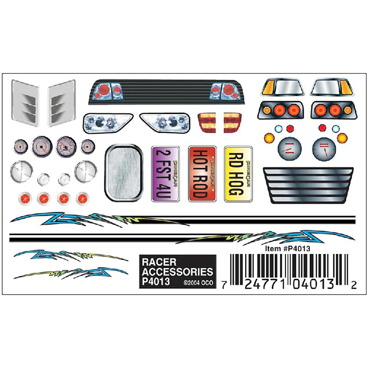 Woodland Scenics P4013 Pine Car Derby Dry Transfer Decal 3 by 2.5-Inch Sheet, Racer Accessories