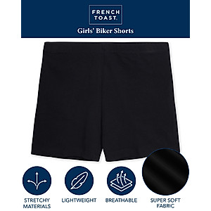 French Toast Girls Biker Shorts - 3 Pack Under Shorts for Uniforms, Skirts, Dresses - Dance Cartwheel Shorts for Girls (4-16), Size Large, White/Black/Khaki