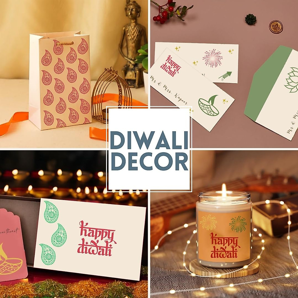 Diwali Wooden Stamp Set – Ideal Gift for Diwali, Arts & Crafts Enthusiasts, and Celebrations - Perfect for Rangoli, DIY Crafts, Card Making & Festive Decorations