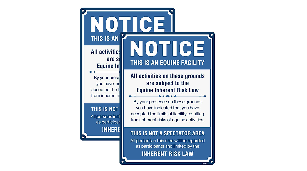 Durable Equine Liability Signs - 2-Pack 10x14 Aluminum Safety Signs