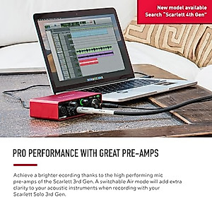 Focusrite Scarlett Solo 3rd Gen USB Audio Interface for Guitarists, Vocalists, Podcasters or Producers to record and playback studio quality sound