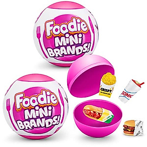 5 Surprise Foodie Mini Brands (2 Pack) by ZURU, Mystery Capsule Real Miniature Brands Collectibles, Fast Food Toys and Shopping Accessories