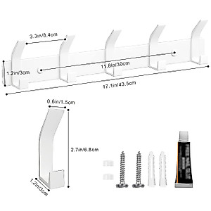 LAKNUY 2-Pack Coat Rack Wall Mounted ，Heavy Duty Aluminum 5 Double Hook Coat Hook Modern Clothes Hook Rails Wall Hook Rack for Coat Hat Towel Purse Robes Mudroom Bathroom Entryway (White)