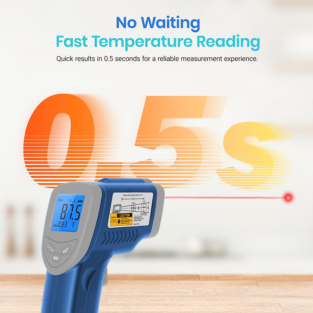 Etekcity Infrared Thermometer Upgrade 774, Heat Temperature Temp Gun for Cooking, Laser IR Surface Tool for Pizza, Griddle, Grill, HVAC, Engine, Accessories, -58°F to 842°F, Blue