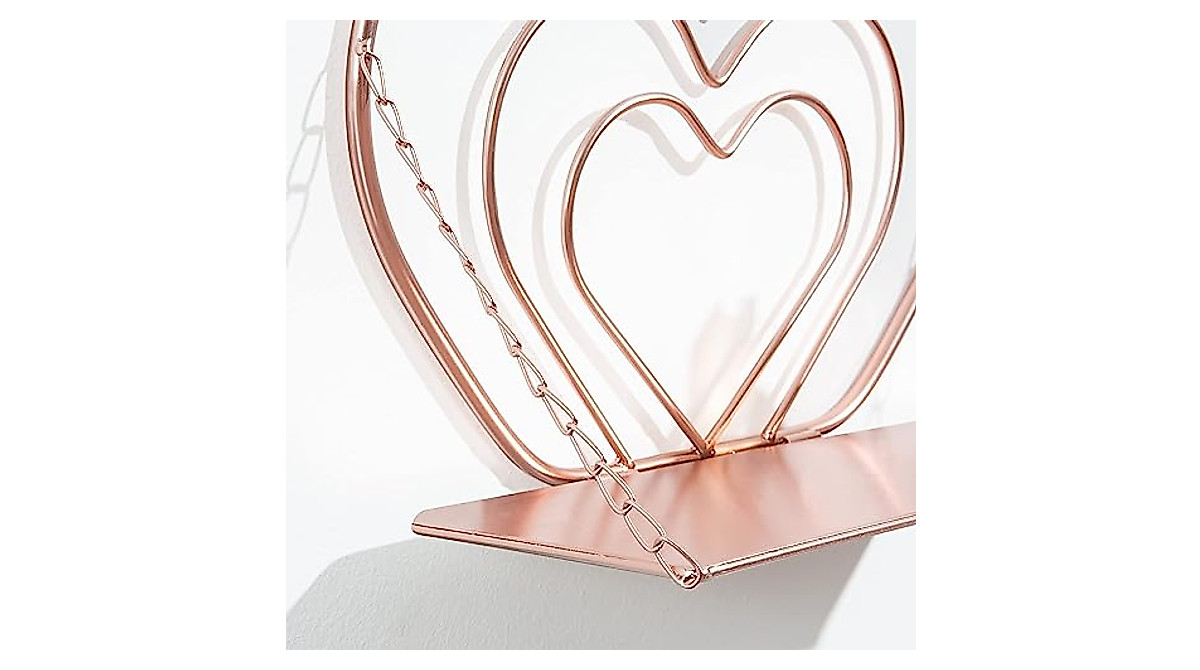 Mazjoaru Rose Gold Floating Heart Shelves for Rooms
