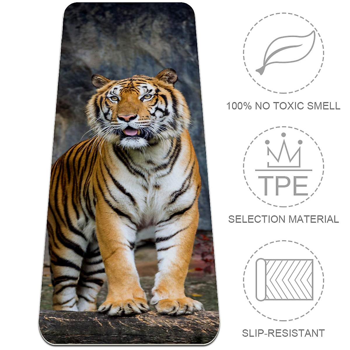 LEVEIS Yoga Mat Tiger Animal Thick Non Slip Exercise Workout Mats for Home Gym Floor Travel