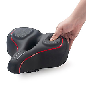 Oversized Comfort Bike Seat Most Comfortable Extra Wide Soft Foam Padded Exercise Bicycle Saddle for Men Women Senior, Universal Fit for Cruiser, Stationary, Spin Bikes & Outdoor Cycling