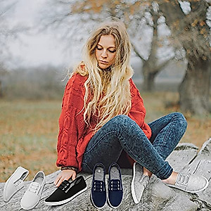 Women's Canvas Slip on Sneakers Casual Slip on Walking Shoes Womens Tennis Shoes Flat Dress Shoes Non Slip Work Shoes(Grey.us7)