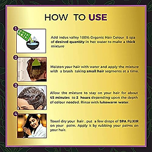 Indus Valley Natural Organic Hair Color with Spa for Hair Conditioning, Dye Up to 20% Grey Coverage, Ecocert, Vegan, USDA Organic, Certified –Soft Black (100g+10ml)