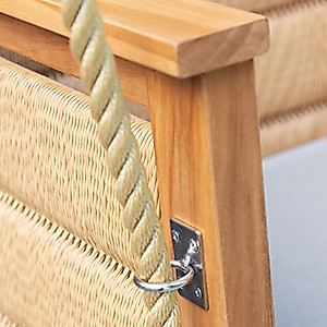 Blaine Teak Wood Porch Swing with Oyster Cushion