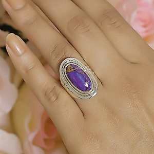 YoTreasure Purple Copper Turquoise Bold Ring .925 Sterling Silver Jewelry