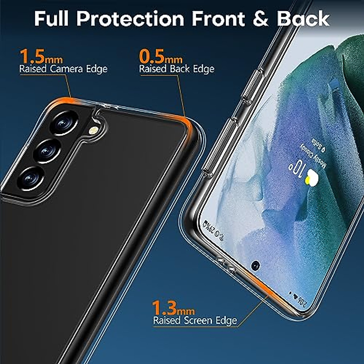 Rayboen Case for Galaxy S21+ Plus 5G with Screen Protector Soft(2Pcs), Crystal Clear Designed Shockproof Phone Case, Hard PC Back Soft TPU Frame Slim Transparent Cover for Samsung Galaxy S21+ Plus