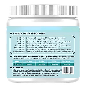 Sana-Copia Chicken Flavor Dog Multivitamin - 120 Soft Chews with Glucosamine, Chondroitin, MSM, Probiotics & Omegas for Joint, Skin, Heart & Gut Health