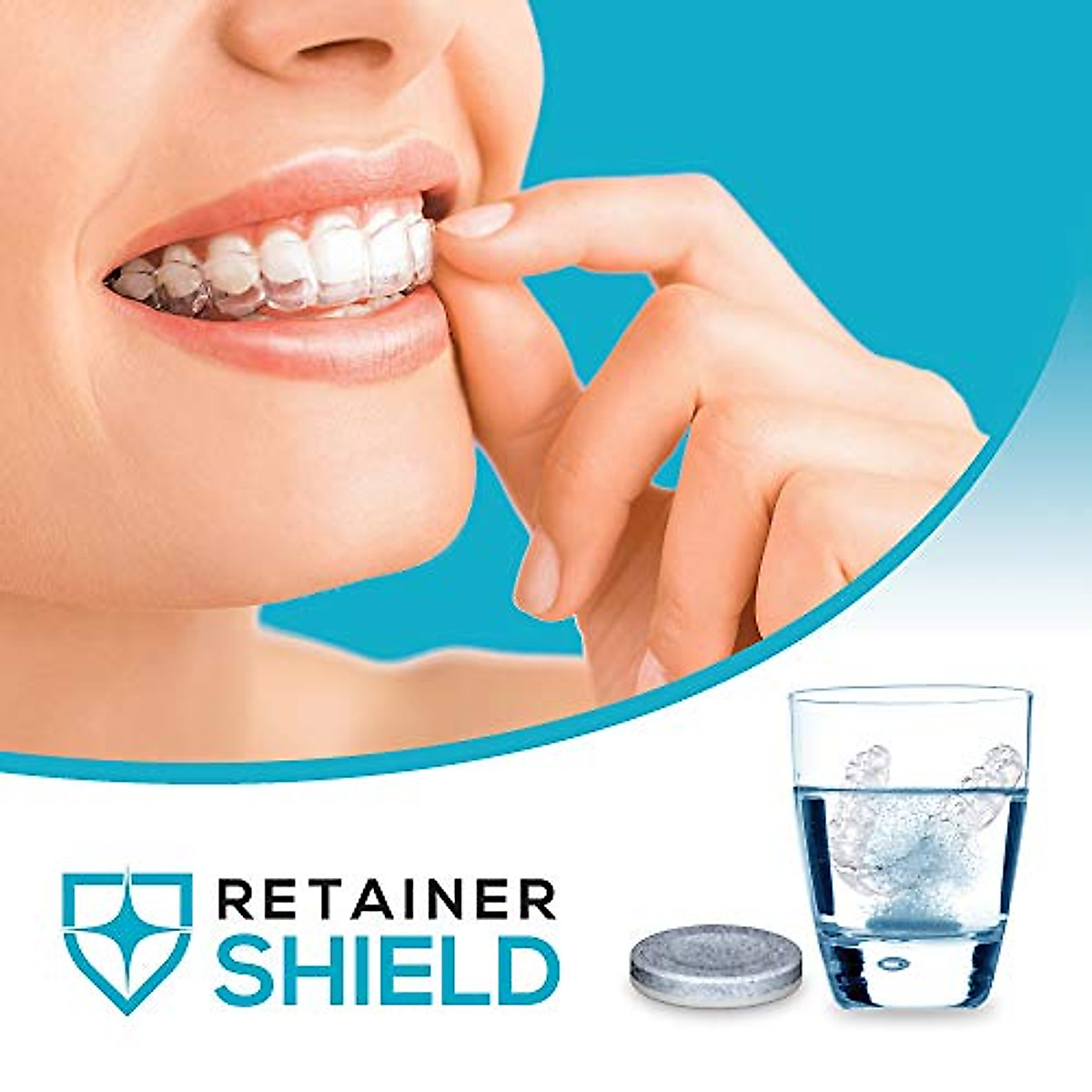 Retainer Shield Cleaning Tablets - Keeps Retainers Clean, Fresh, Bright, and Stain-Free - 3 Months Supply for Retainers, Dentures, Invisible Straighteners, Aligners, and Mouth Guards