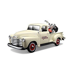 Maisto Harley-Davidson 2001 FLSTS Heritage Springer & 1950 Chevy 3100 Diecast Vehicle (1:24 Scale)