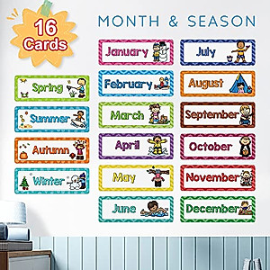 Lachilly 24 Pcs, 3 Themes Days of The Week/Seasonal/Months of The Year Flash Cards Subject Titles for Bulletin Board Headliners Classroom Decoration English Words
