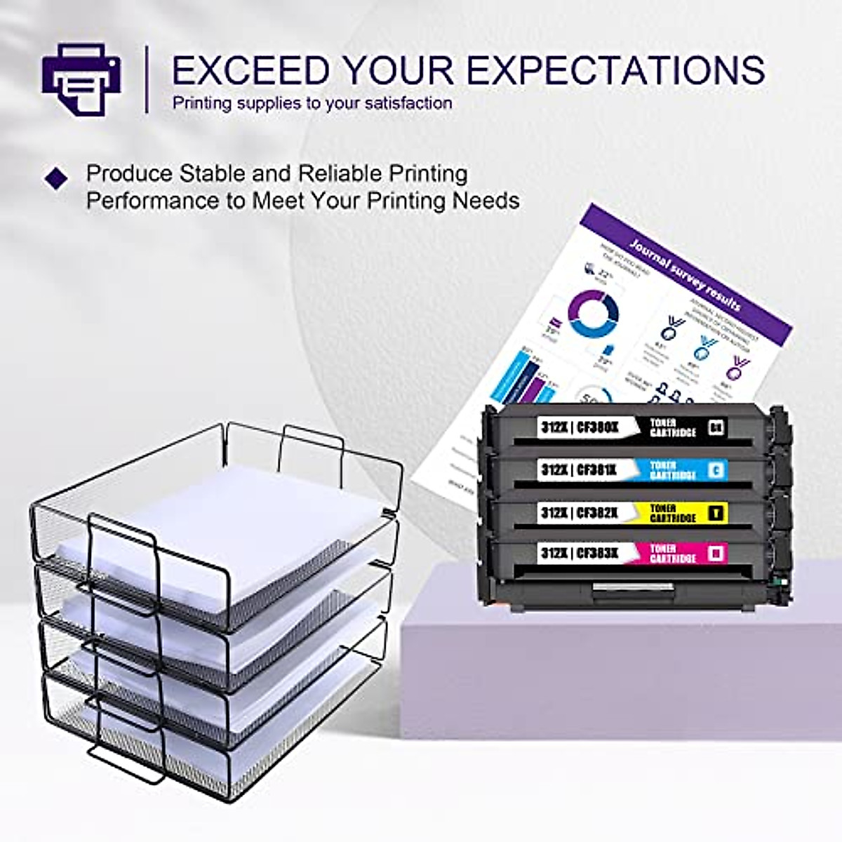 4-Pack(1BK/1C/1M/1Y) High Yield 312X CF380X CF381X CF382X CF383X Toner Cartridge Set Replacement for HP Pro MFP M476dn M476dw M476nw Printer