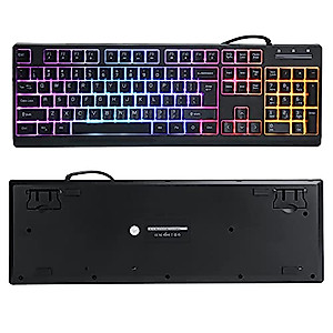 Hilitand Rechargeable Wired Gaming Keyboard, RGB Backlit Keyboard, Slim, Ergonomic 104 Keys, Quiet, for PC Desktop, Computer, PC(Black)
