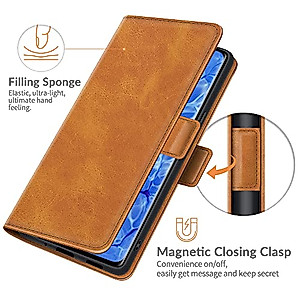 for Oppo Reno 6 Pro Plus 5G Case, Premium PU Leather Wallet Book Style Magnet Phone Case Flip Foldable Kickstand Cover with Card Slots for Oppo Reno 6 Pro 5G Phone case (Yellow)
