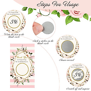 120 Pieces Scratch Off Cards for Small Business Thank You Gift Certificates Loyalty Scratch Cards and Stickers Personalized Blank Gift for Small Business Purchase (Flower Style)