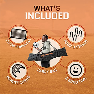 Soccer Rebounder Net Feet Practice Soccer Training Equipment | Portable, Easy Assembly, Steel Frame | Perfect for Practicing Backyard Volley, Solo Training,Kickback, Passing, Pitchback (12x6 Feet)