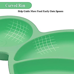 NICINGU Silicone Suction Plate spoon fork sets for Toddlers,Divided Plate Dish Placemat for Baby Kids Infant Self Feeding Training,Fits Most Highchairs, BPA Free Microwave Dishwasher Safe- Green