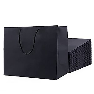 SHIPKEY 10 Pack Extra Large Gift Bags | 16x6x12 Inch Black Gift Bags, Gift Bags for Men, Wedding Gift Bags, Black Paper Bags