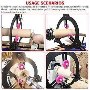 Tenfer Woodturning Steady Rest for 12 inch Swing Medium Size Lathe (12'')