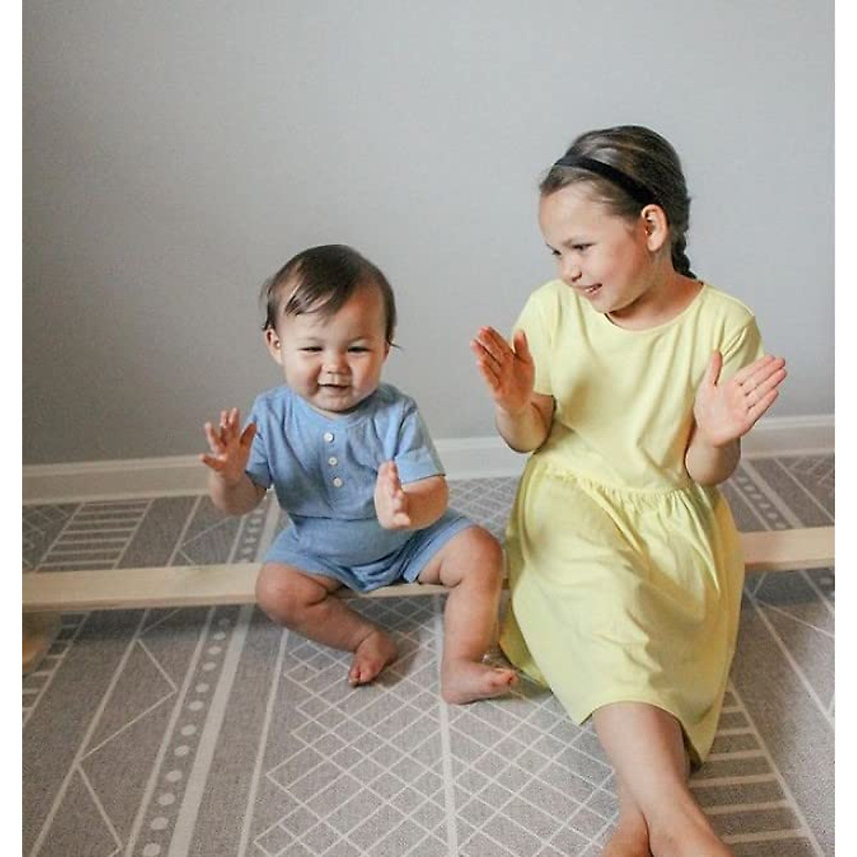 Ruggish Cali Play Rug 4.8 x 7.0 ft + Cali Play Runner 5.9 x 2.1 ft - Soft Cushion Reversible Baby Kids Playmat + Interactive Road Play Map + Waterproof (Warm Grey)