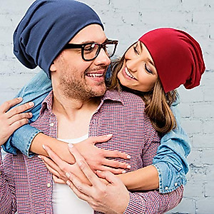 Outus 6 Pieces Thin Knit Slouchy Beanies Cap Cotton Chemo Sleep Cap Dwarf Hat for Women Men