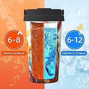 GTKSYNVE Reusable Coffee Mug with Lid and Handle, Easter Colorful Eggs Tumbler for Hot & Cold Drinks 16oz Stainless Steel Insulated Coffee Tumblers Double Wall Vacuum Thermal Cup