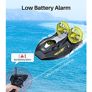 SYMA Remote Control Boat for Kids and Adults, 2.4GHz Q11 Amphibious RC Boats for Land, Pools and Lakes with Double Power, Low Battery Reminder, Speed Hovercraft Toys Gifts for Boys Girls