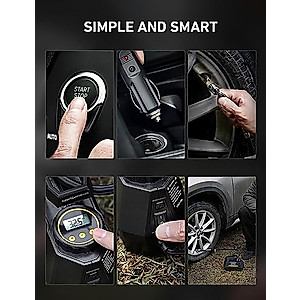 AstroAI Tire Inflator Portable Air Compressor Air Pump for Car Tires - Car Accessories, 12V DC Auto Pump with Digital Pressure Gauge, 100PSI with Emergency LED Light for Bicycle, Balloons