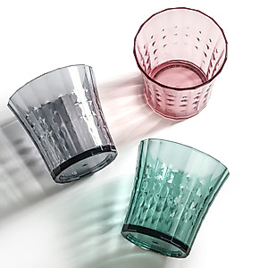 AVLA 12 Pack Plastic Water Tumblers, 10 OZ Unbreakable Acrylic Drinking Glasses, Transparent Reusable Juice Wine Cup, BPA-free Small Stackable Kids Drinkware for Home, Picnic, Party, Dishwasher Safe