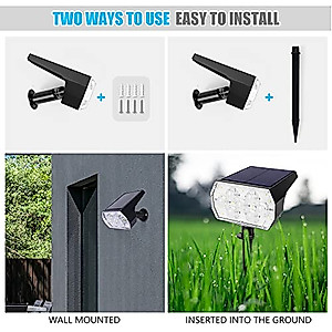 SOARCHICK Solar Outdoor Lights, IP65 Waterproof Outdoor Solar Spot Lights for Garden Yard Pathway Garage Porch 60 LED 3 Lighting Mode Auto On/Off Solar Powered Landscape SpotLight Wall Lights (1 Pack)