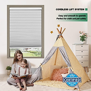 Toanture Custom Cordless Cellular Blinds, Easy to Install Blackout Honeycomb Window Blinds for Shades, Thermal Insulated Honeycomb Blinds for Bedroom, Office(White,Custom Size)