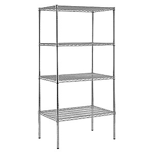 Sandusky Lee WS362486-C Chrome Steel Wire Shelving, 4 Adjustable Shelves, 800 lb. Per Shelf Capacity, 86" Height x 36" Width x 24" Depth
