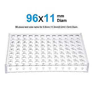 uxcell Test Tube Rack Holder Lab Stand Acrylic 96-Well Clear for 0.2ml,1.5ml