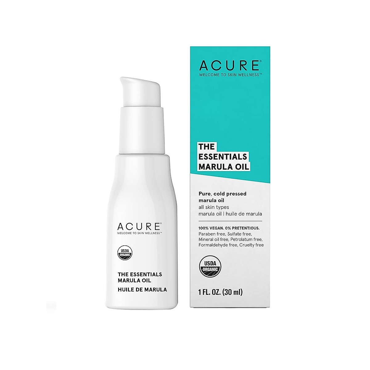 Acure The Essentials Marula Oil - Lightweight Moisturizer for Skin and Hair - Rich in Proteins & Omega Fatty Acids - USDA Certified Organic - Hydrates Dry Skin, Revitalizes Hair - Cold Pressed - 30 ml