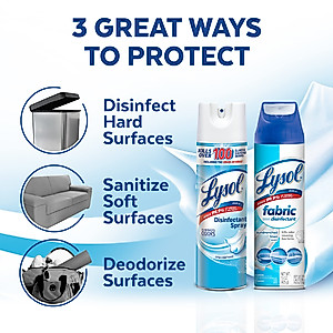 Lysol Disinfectant Spray + Fabric Disinfectant, Sanitizing and Antibacterial Spray, For Disinfecting and Deodorizing, Crisp Linen + Sundrenched Linen, 2 count (19 oz each) + 1 count (15 oz)